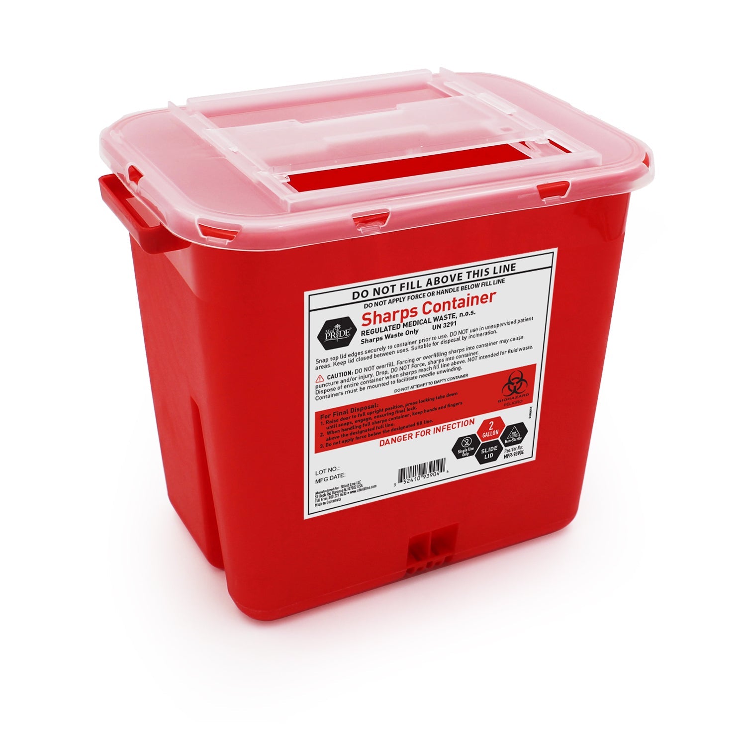 MedPride 2 Gallon Sharps Containers, Slide Lid, 20/cs – Quick Aid Medical